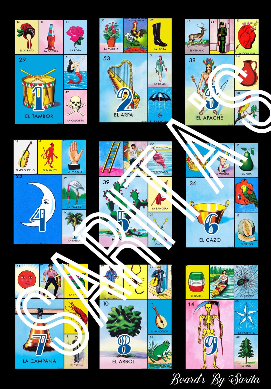Loteria Mexicana Board Card 54 Cards Only 9 Numbers - Etsy