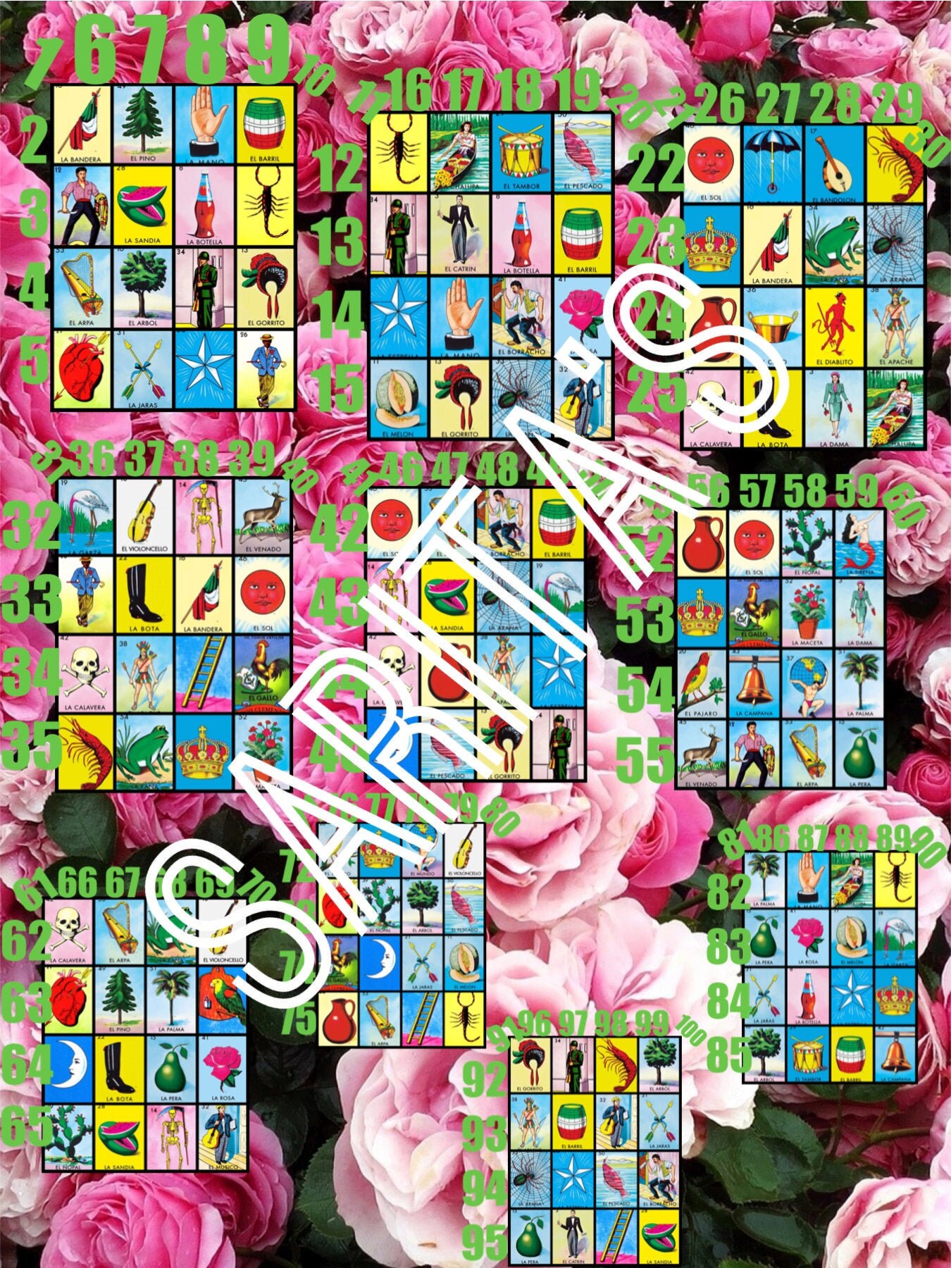 Loteria Mexicana Board 100 Lines - Etsy