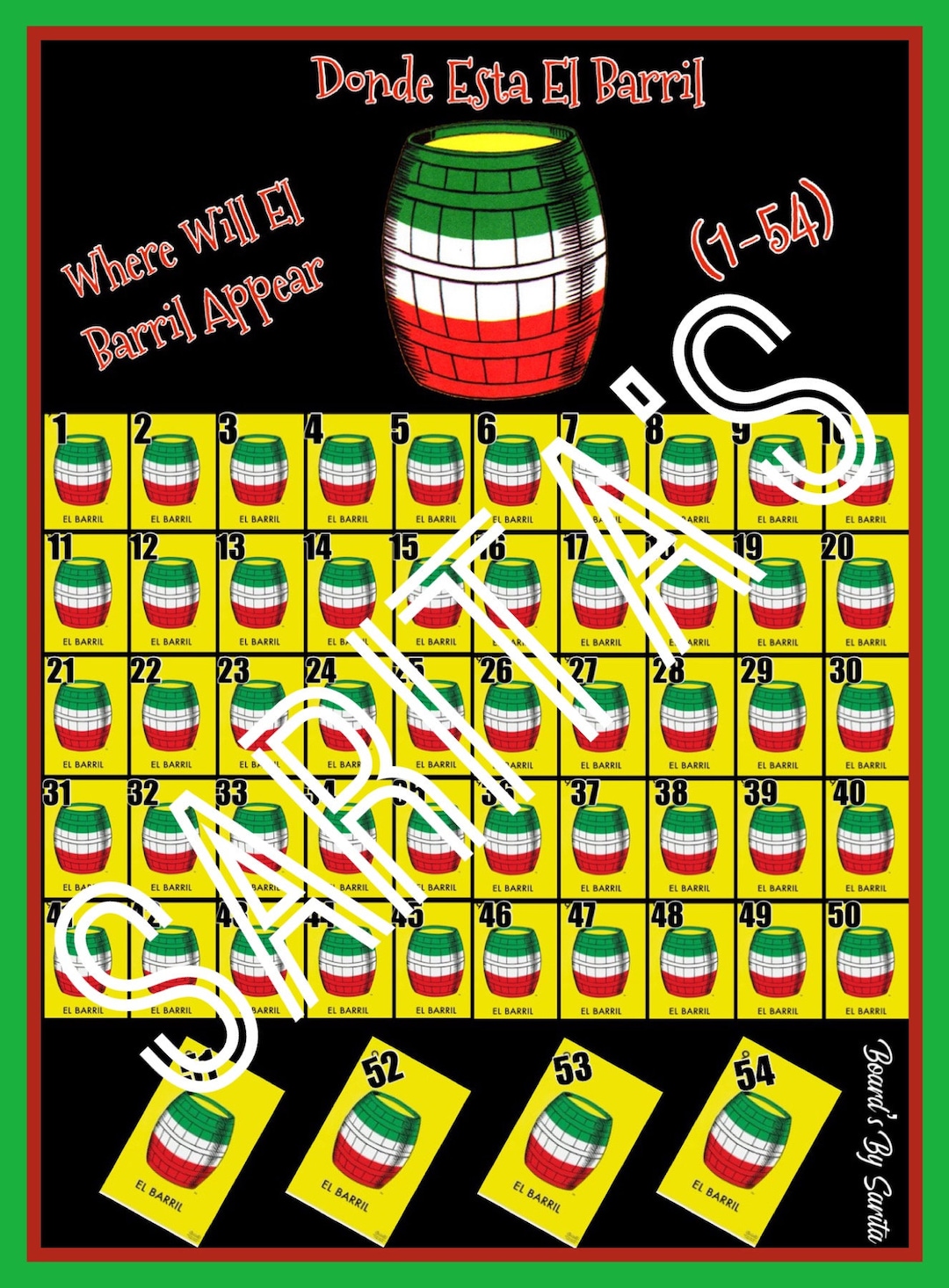 Loteria Mexicana Board Donde Esta El Barril - Etsy UK