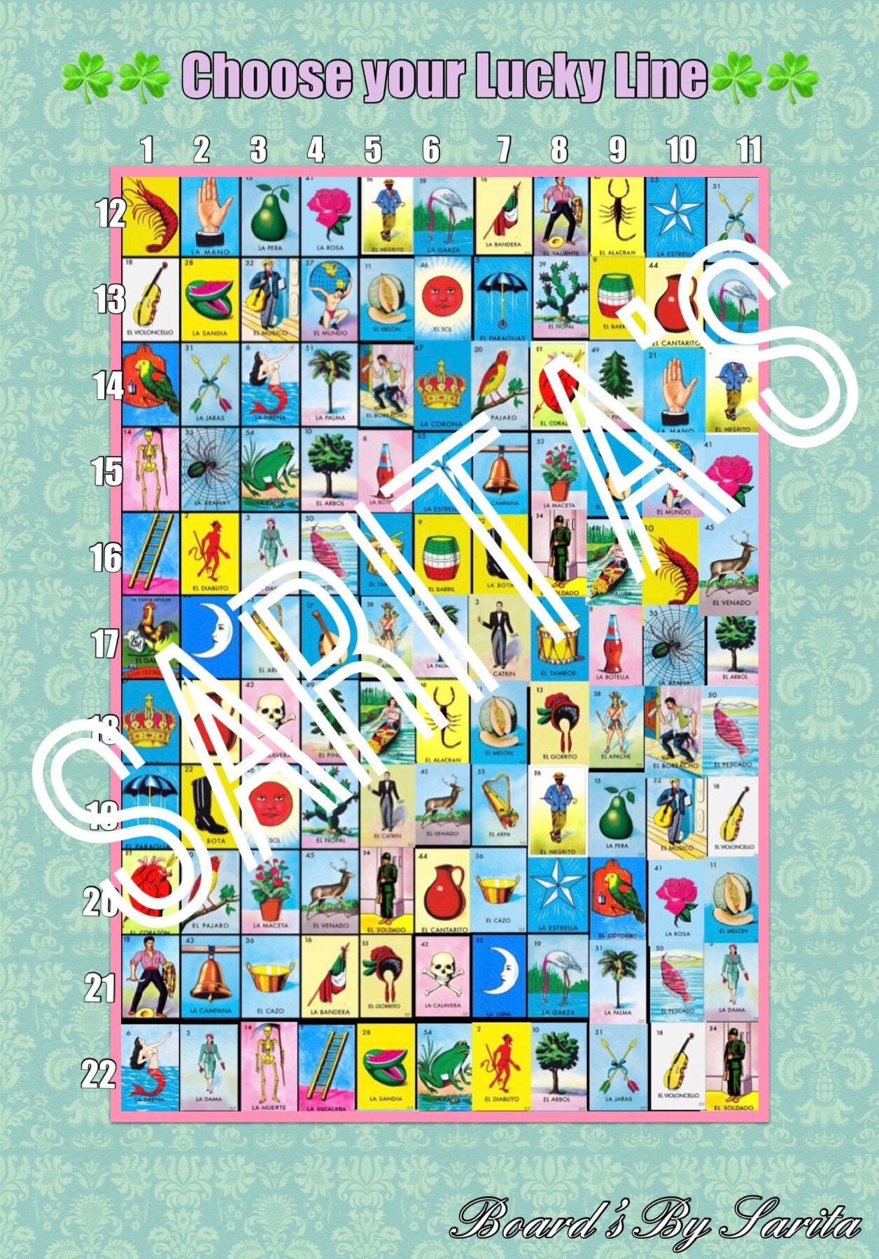 Loteria Mexicana Lines Lineas 22 - Etsy.de
