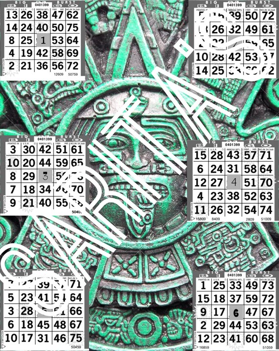 Bingo Board 6 Cards Play Any Amount Aztec Mayans Theme - Etsy