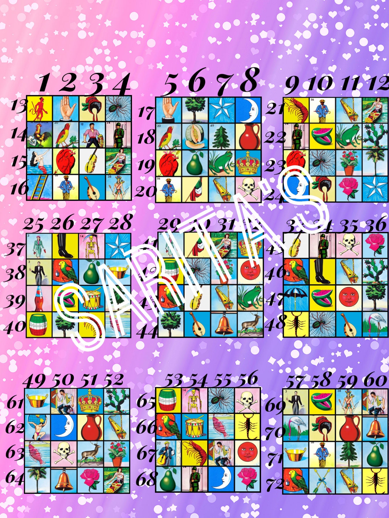 Loteria Mexicana Board 72 Lines - Etsy