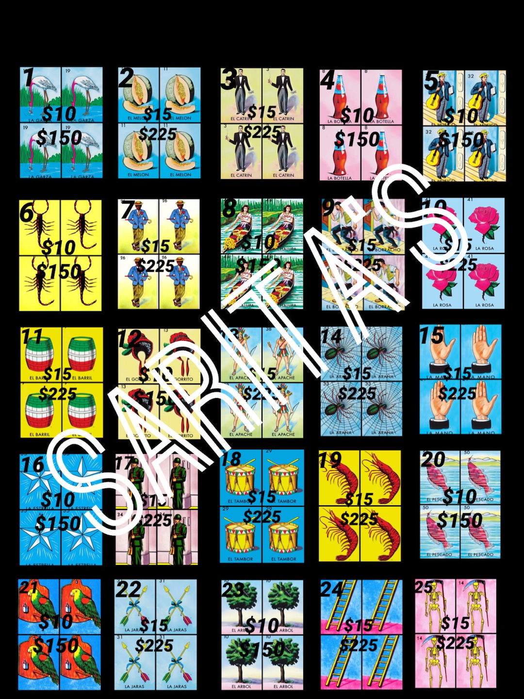 Loteria Mexicana Board Shuffle Wheel Roullette 25 Cards With Amounts - Etsy