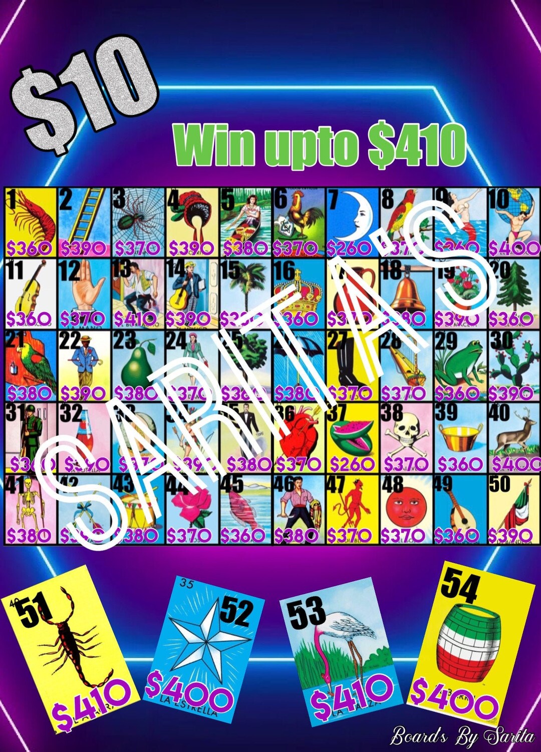 Loteria Mexicana Board 10 to Win Upto 410 54 Cards - Etsy