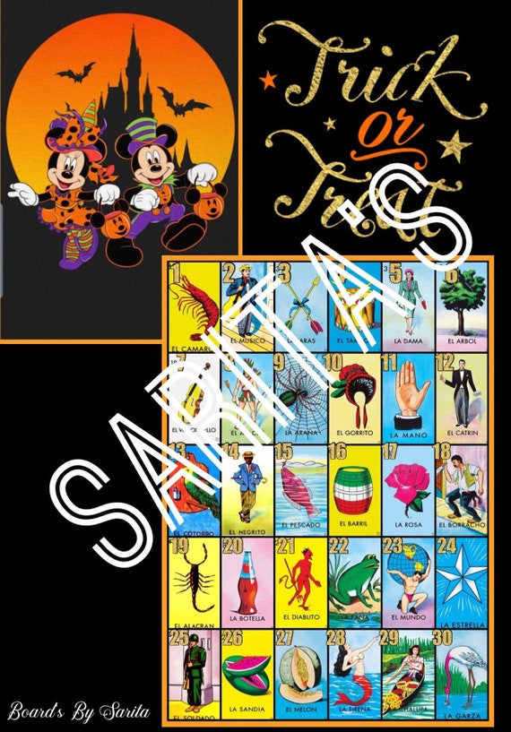 Loteria Mexicana Board Halloween 30 Numbered Cards Mickey - Etsy