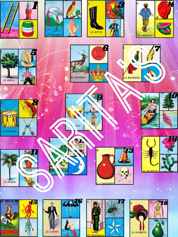 Loteria Mexicana Board 18 Numbers All 54 Cards No Doubles Pink - Etsy