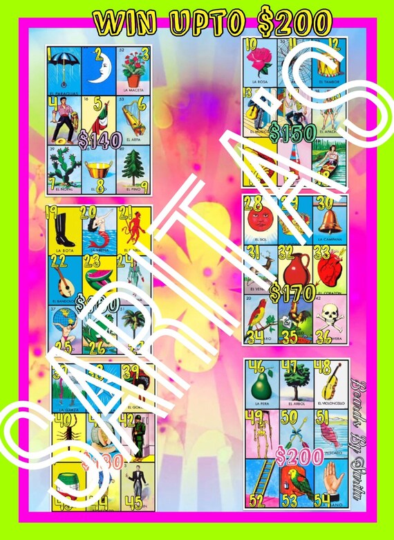Loteria Mexicana Board PYP 54 Numbers Neon Flower Win Uptp 200 - Etsy