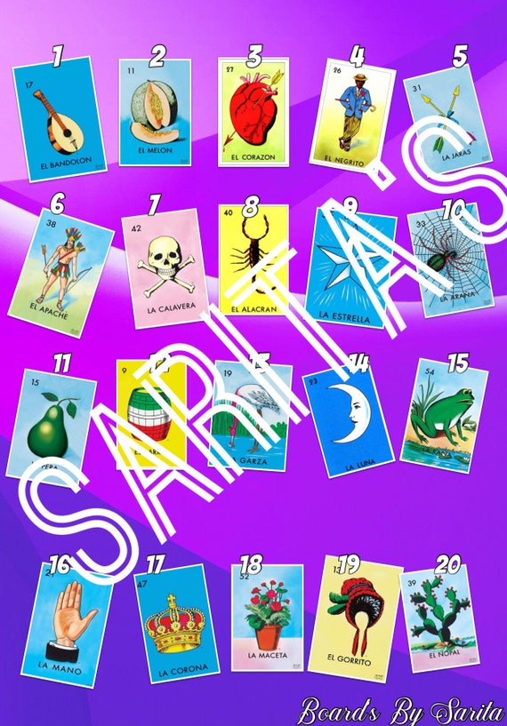 Loteria Mexicana Board Card 20 Cards Good for Live Also - Etsy