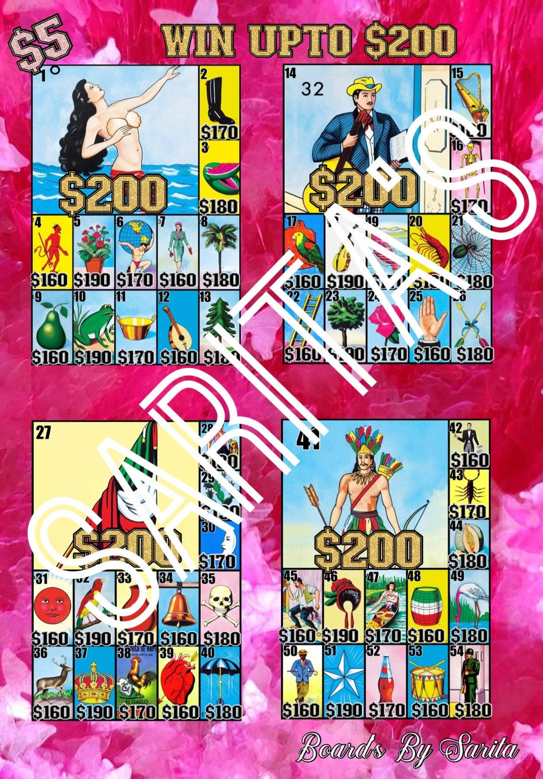 Loteria Mexicana Board Card 5 to Win Upto 200 All 54 Cards Pyp - Etsy