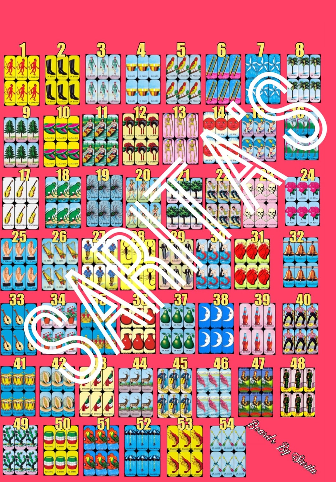 Loteria Mexicana Board Card Shuffle Wheel Roulette 54 Numbers 6 Images ...