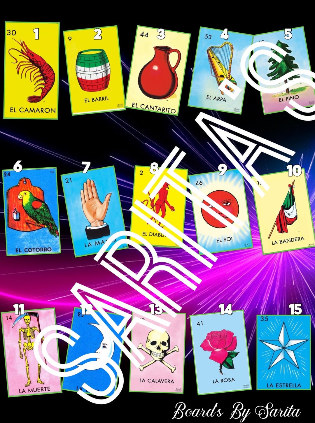 Loteria Mexicana Board Card 15 Cards Numbered Good for Live - Etsy