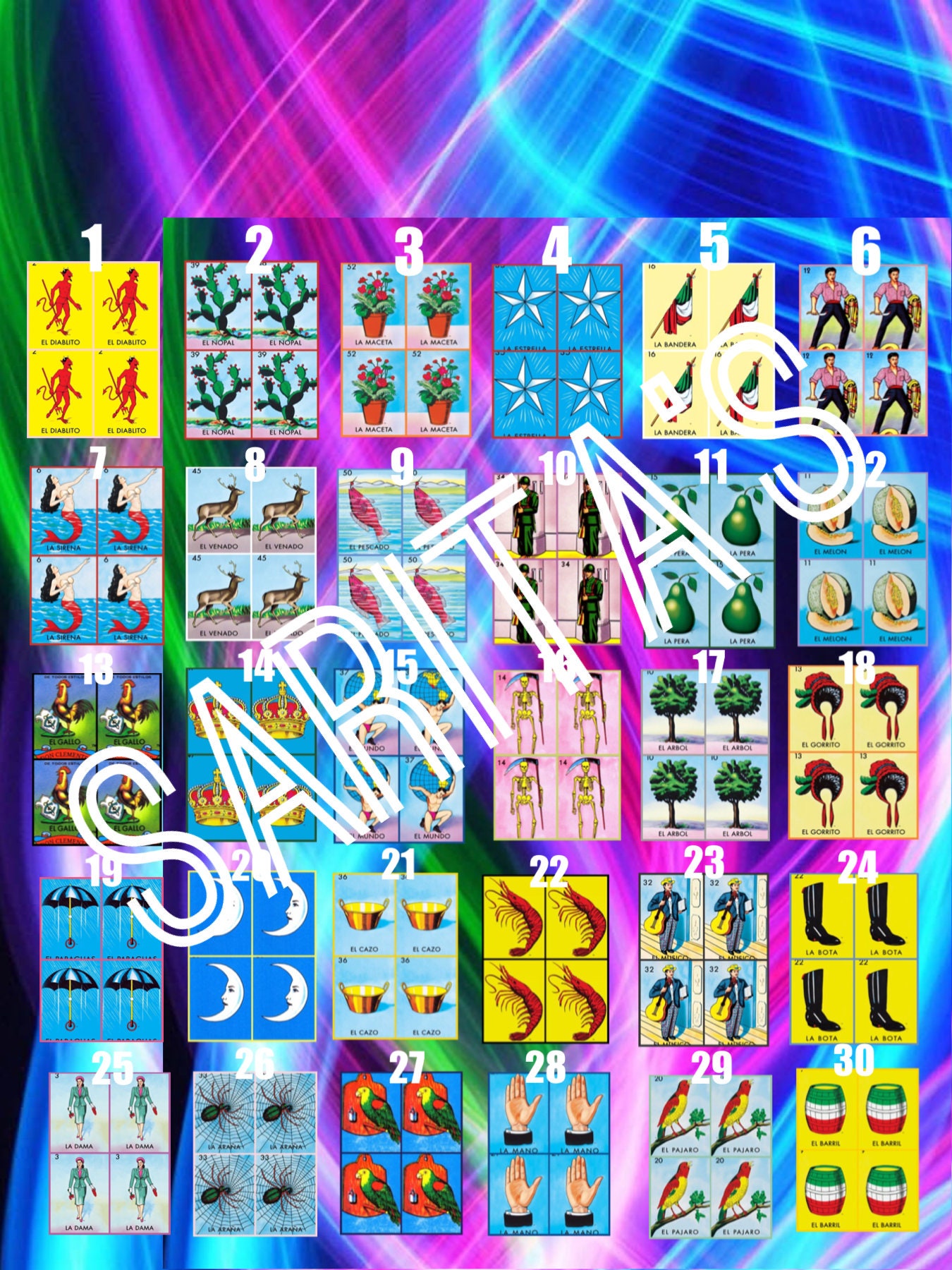 Shuffle Roulette Loteria Mexicana Board 30 Numbers - Etsy