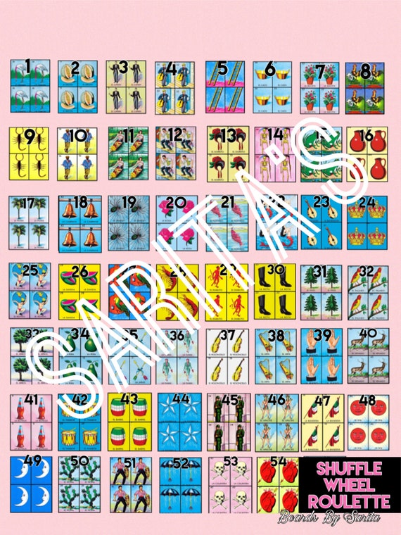 Shuffle Roulette Wheel loteria board 27 cards 4 on each no numbers ...