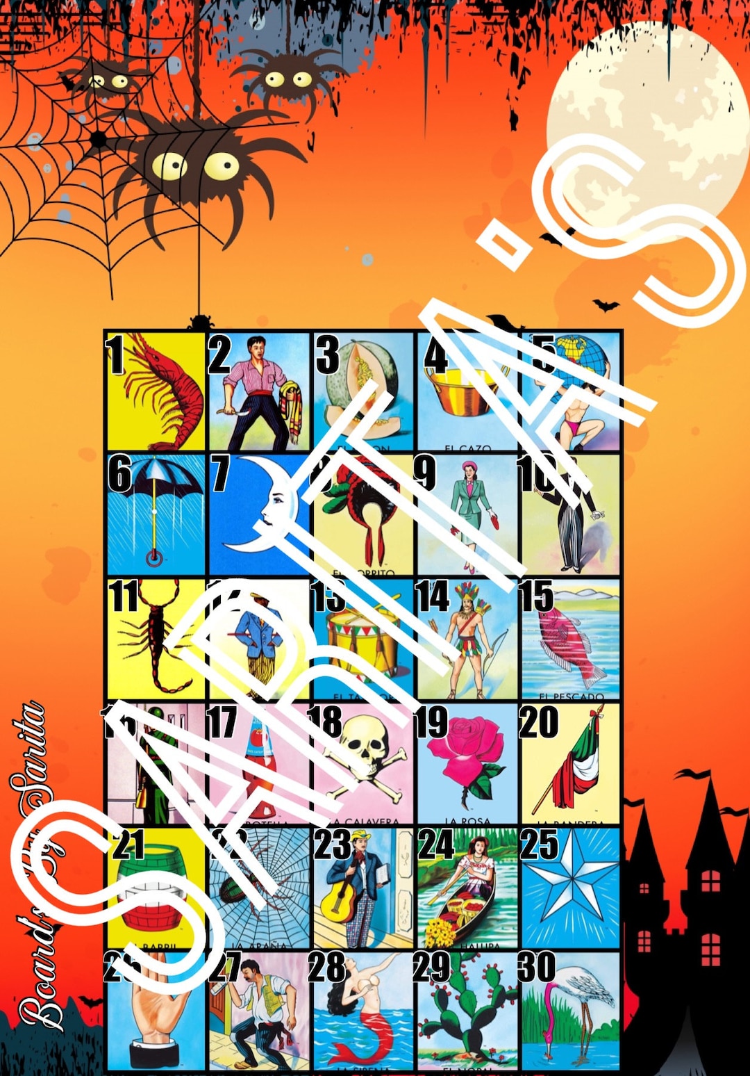 Loteria Mexicana Board Card Halloween Theme 30 Numbers - Etsy