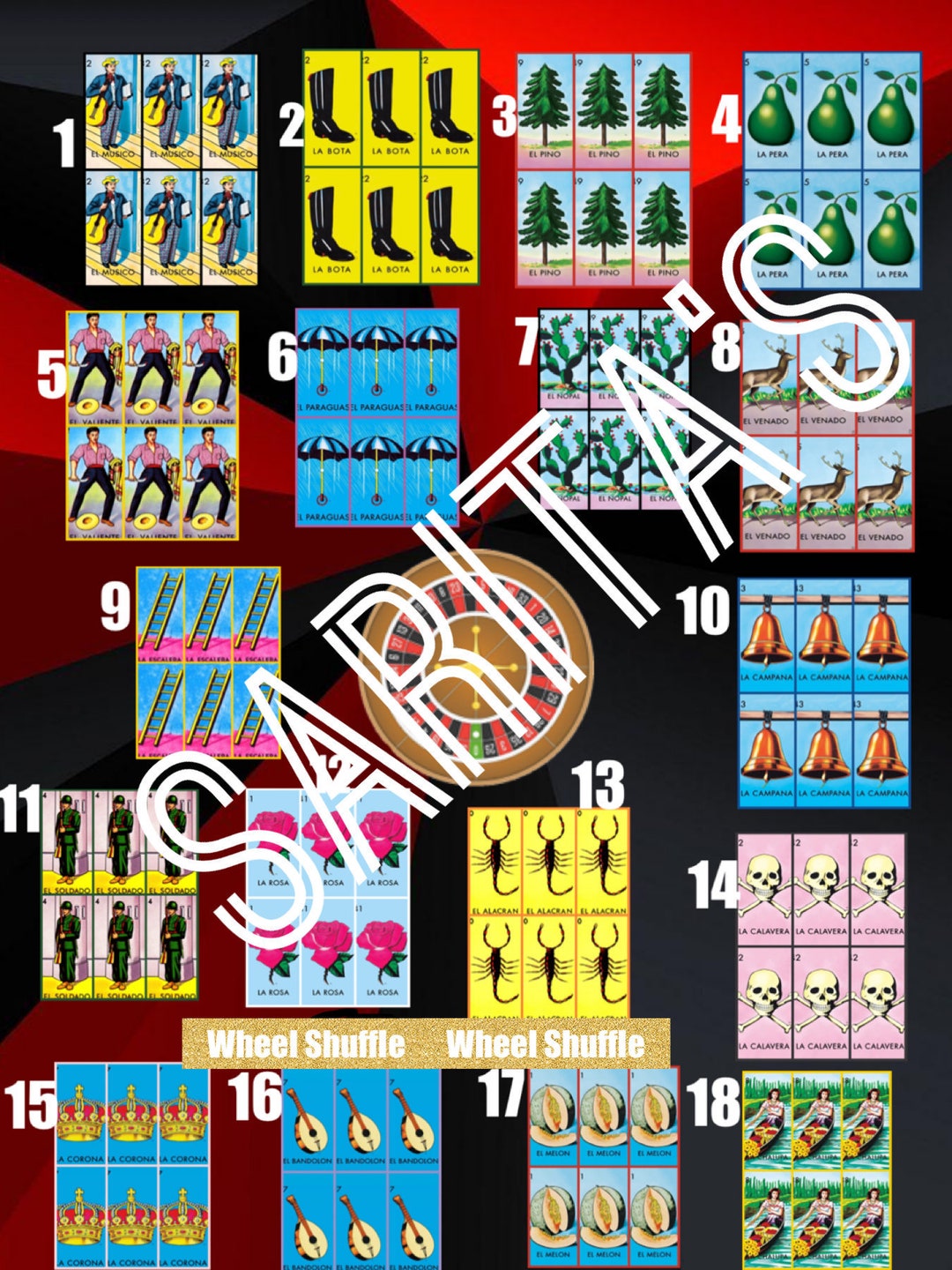 Loteria Mexicana Board Shuffle Roulette Wheel Theme - Etsy