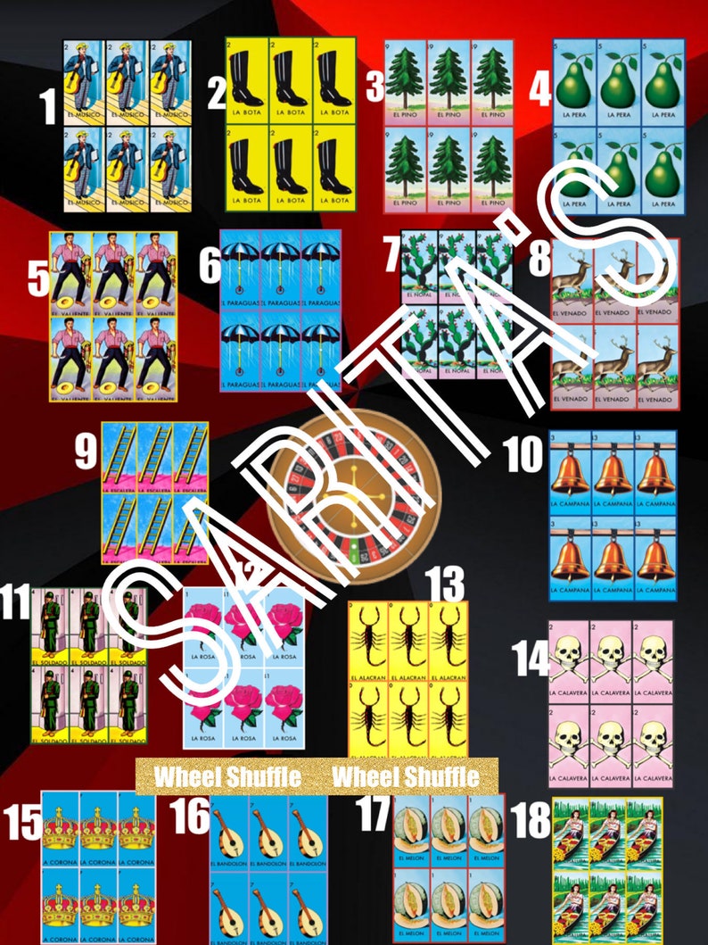 Loteria Mexicana Board Shuffle Roulette Wheel Theme - Etsy