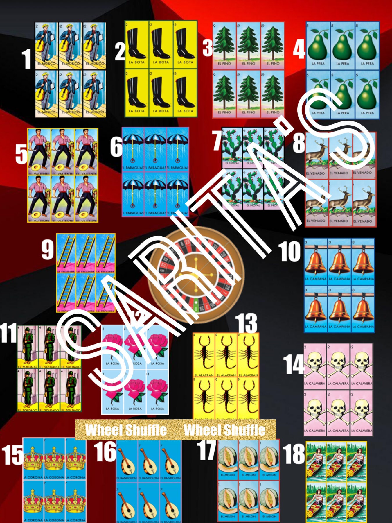 Loteria Mexicana Board Shuffle Roulette Wheel Theme - Etsy