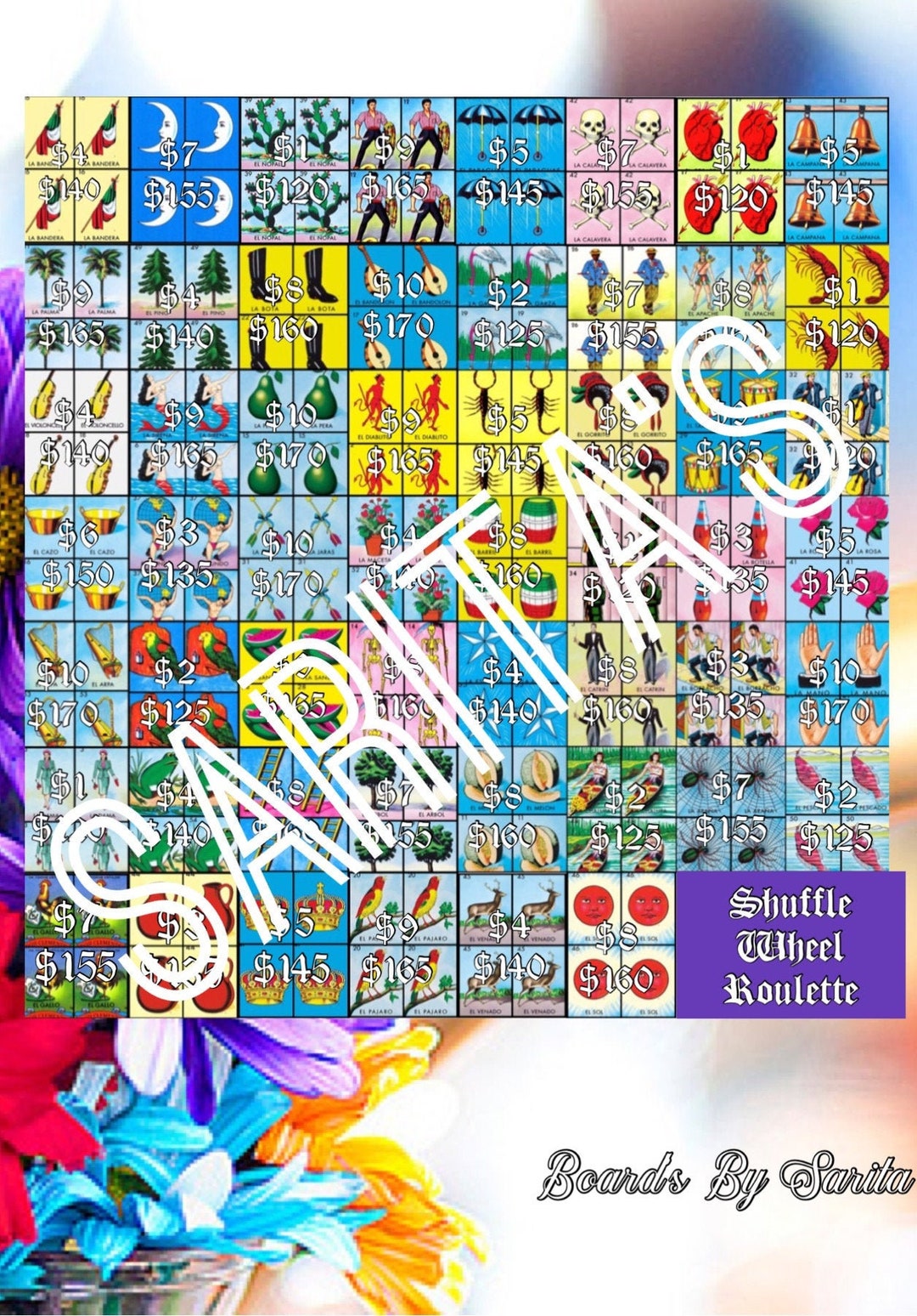 Loteria Mexicana Board Pick Your Prize PYP Shuffle Roulette Wheel 54 ...