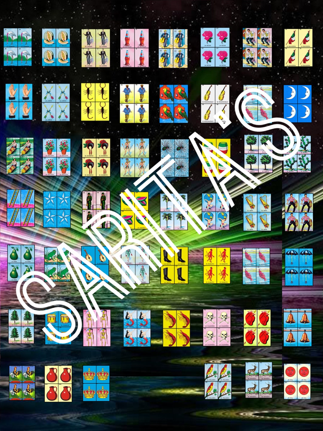 Loteria Mexicana Board Shuffle Roulette Wheel Theme All 54 Cards No ...