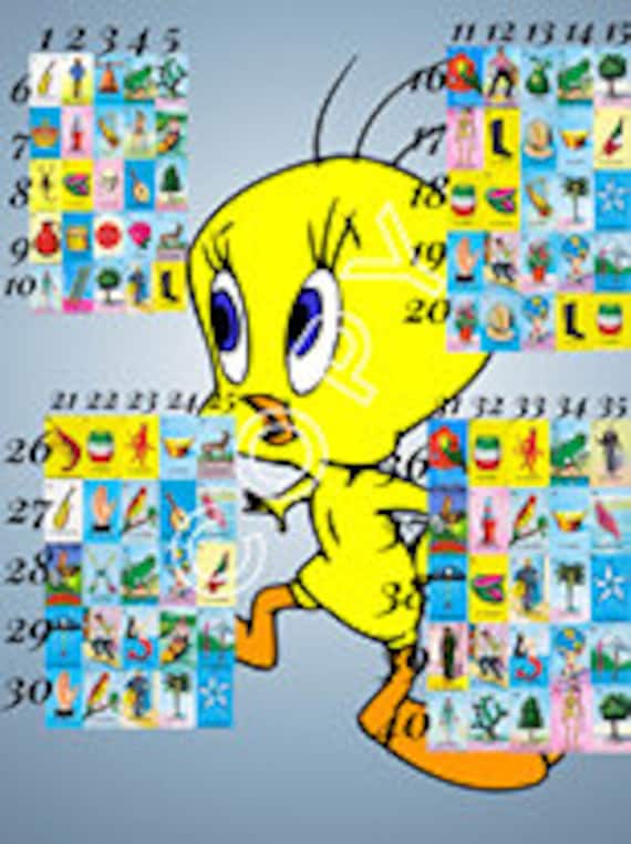 Loteria Board Tweety Theme - Etsy