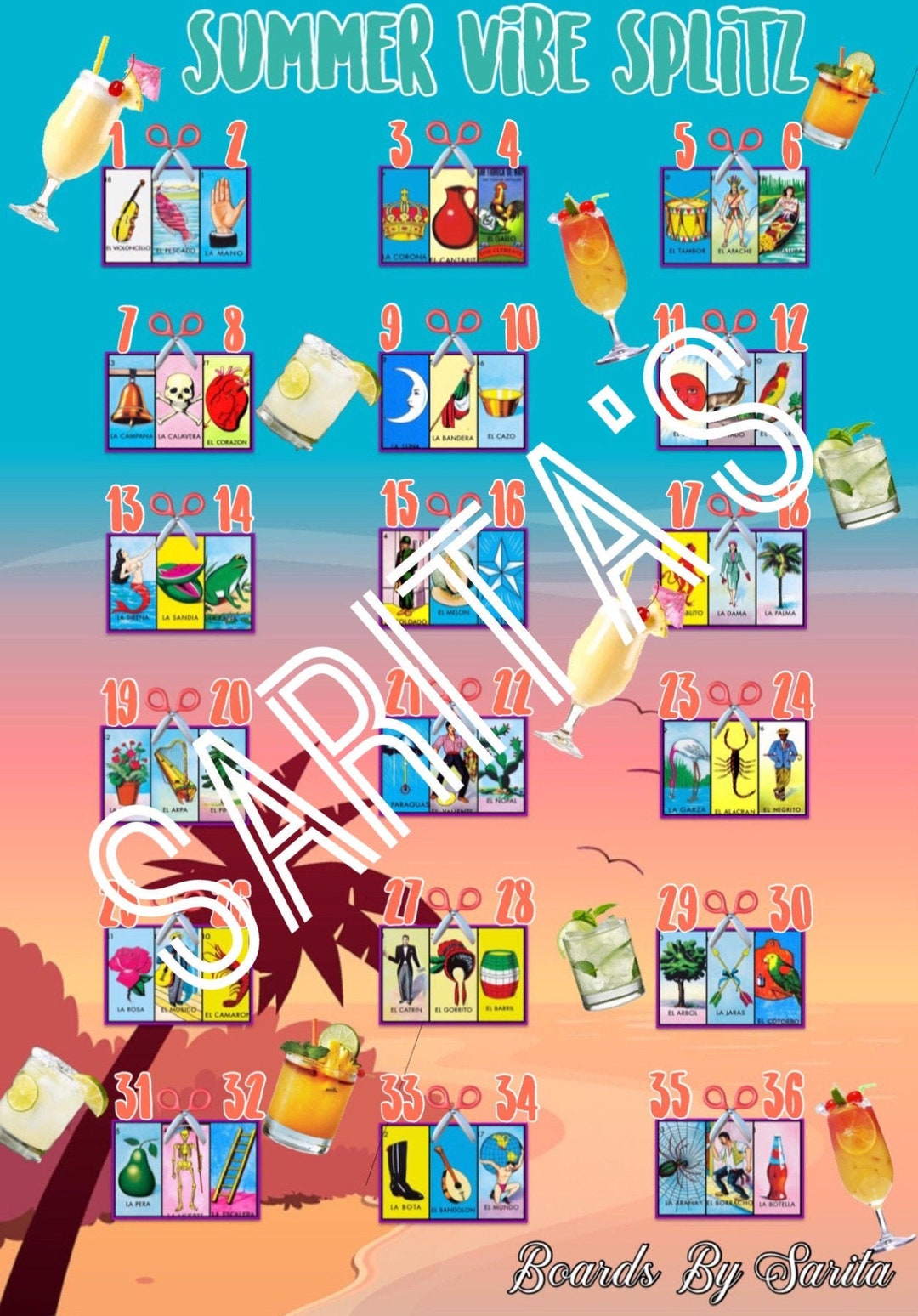 Loteria Mexicana Board Cars Summer Vibe Splits Splitz - Etsy