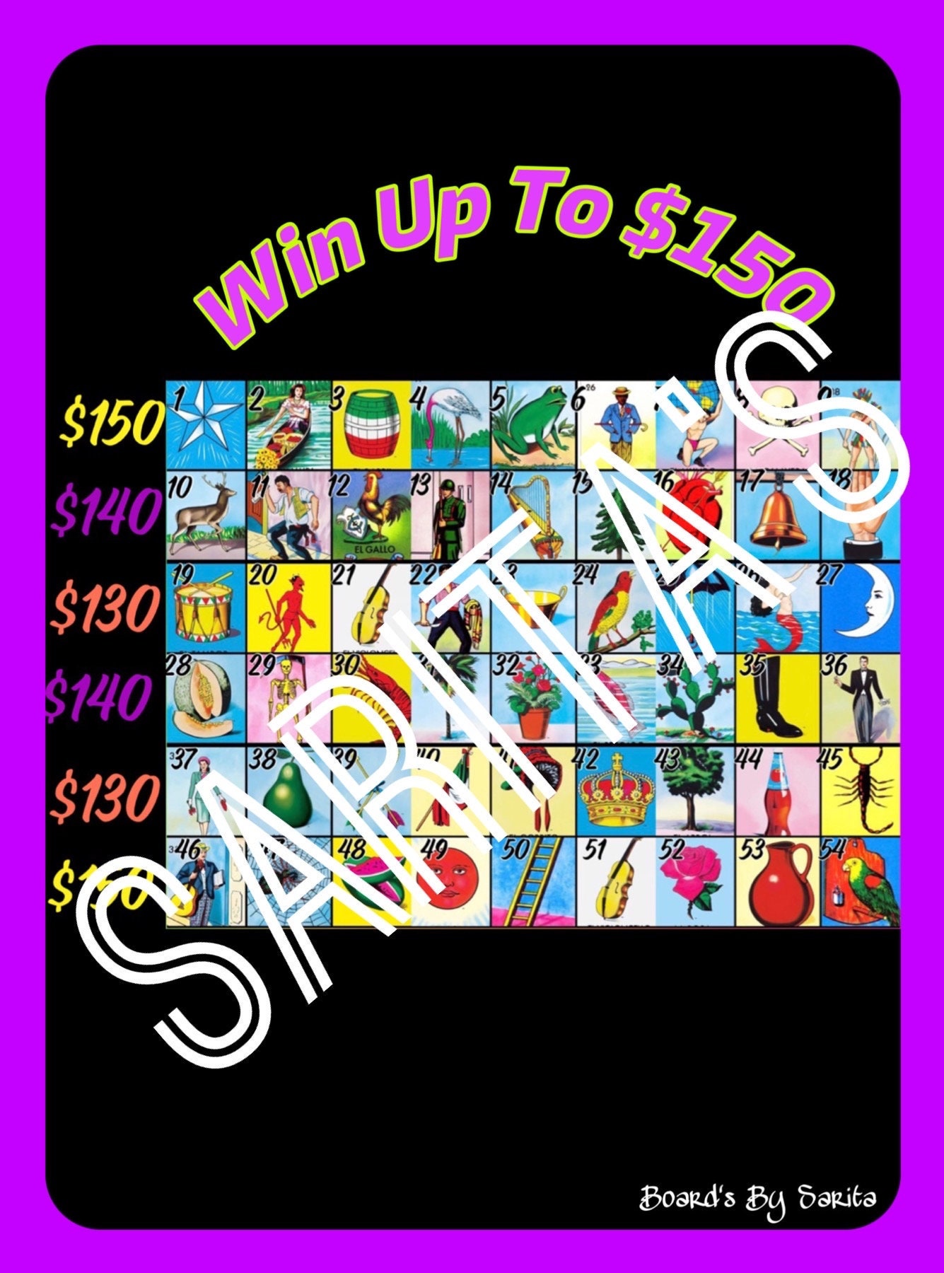 Loteria Mexicana Card Board 54 Numbers Win up to 150 - Etsy