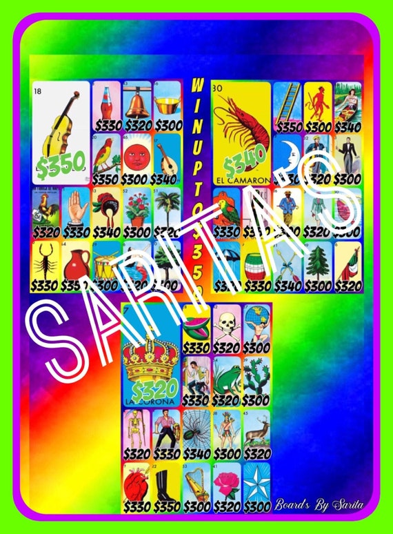 Loteria Mexicana Board Card All 54 Cards Neon Pyp 54 Cards - Etsy