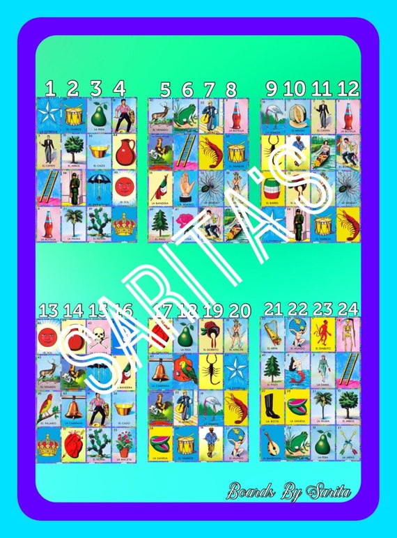 Loteria Mexicana Card Board 24 líneas dobles | Etsy México