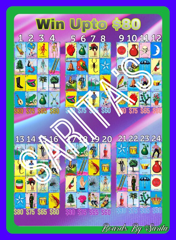 Loteria Mexicana Board 24 Lines Win Upto 80 Doubles Pyp - Etsy