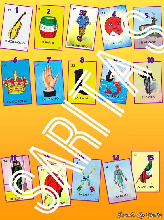 Loteria Mexicana Board Card 15 Cards Neon Yellow Good for Live | Etsy