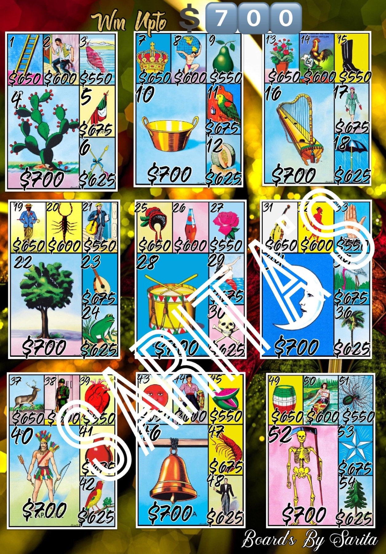 Loteria Mexicana Board 54 Cards Win Upto 700 Board - Etsy