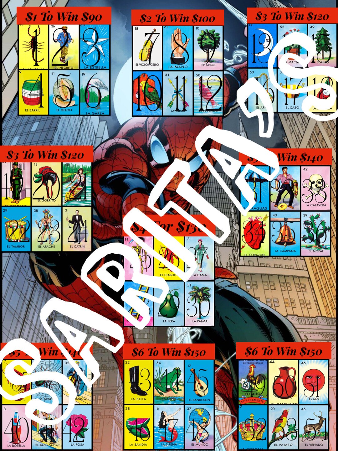 Loteria Mexicana Board PYP Pick Your Prize Spider Man - Etsy