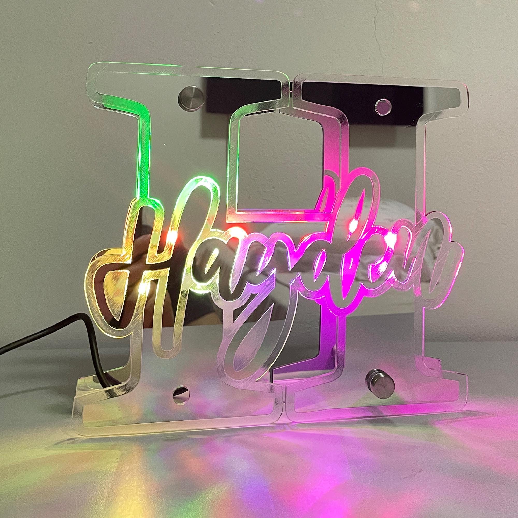 Custom Led Initial Mirror Light, Personalized Letter Name Mirror Neon ...