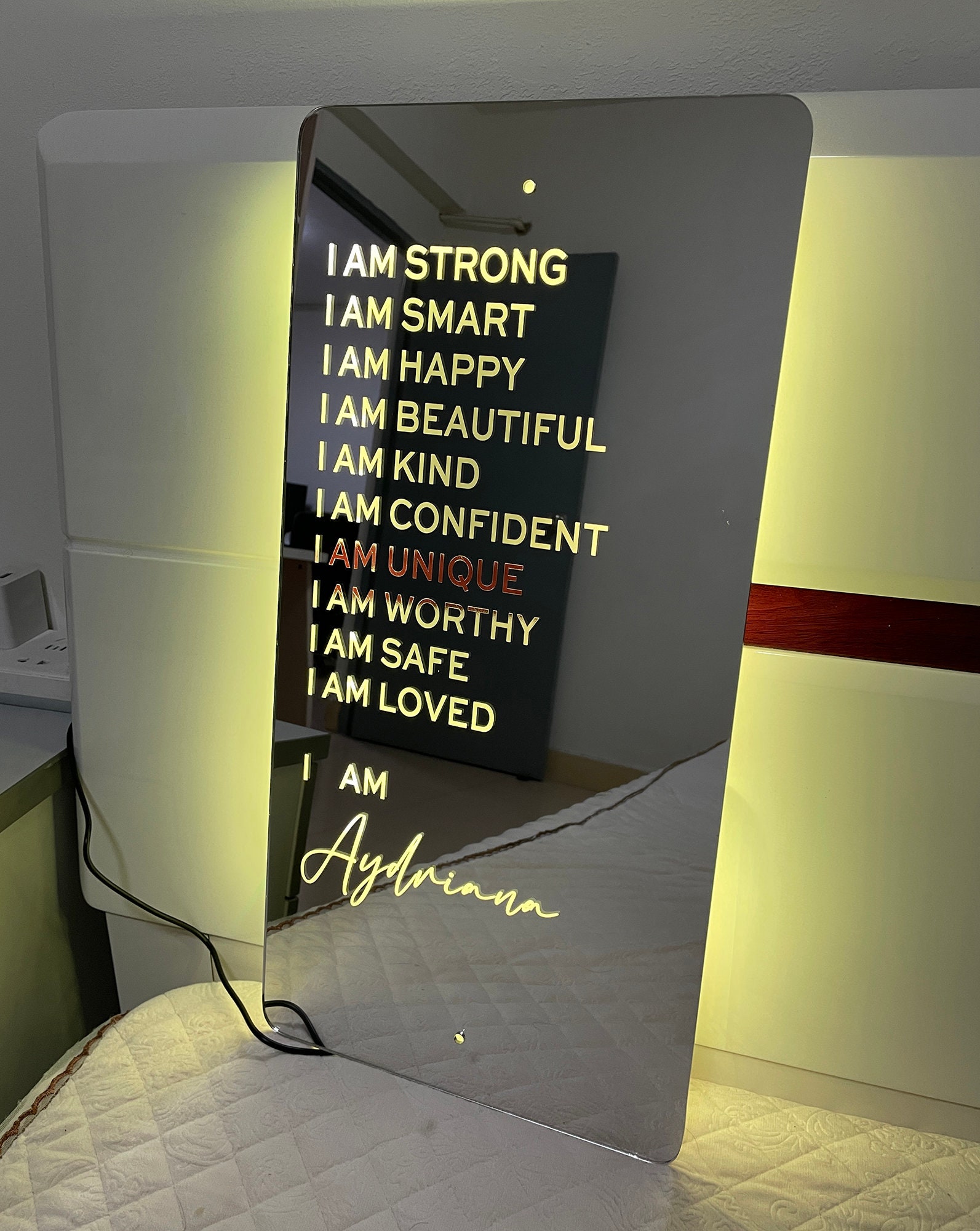 Custom I AM Affirmation Mirror, Personalized Name Mirror Neon Sign, I ...
