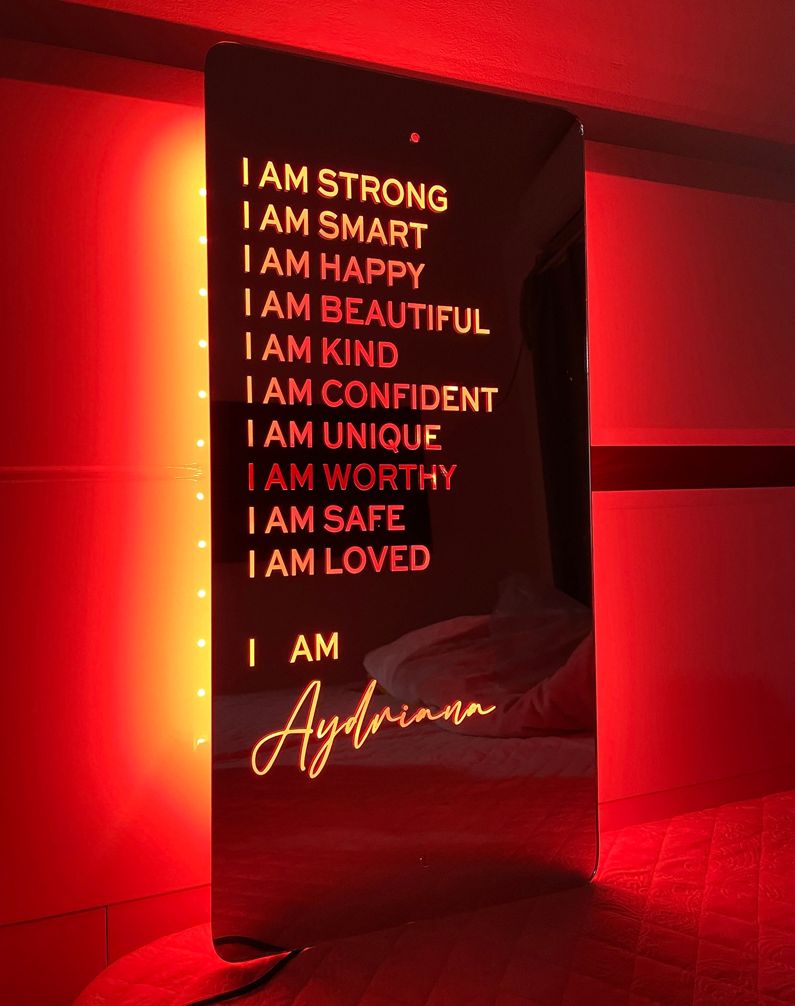 Custom I AM Affirmation Mirror, Personalized Name Mirror Neon Sign, I ...