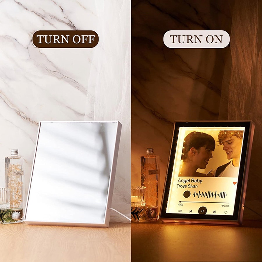 Led Mirror Frame Lamp, the Day You Were Born Moon Phase Wall Art ...