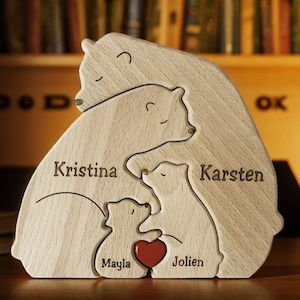 Personalized Wooden Bears Family Puzzle, Hug Bears Family Puzzle ...