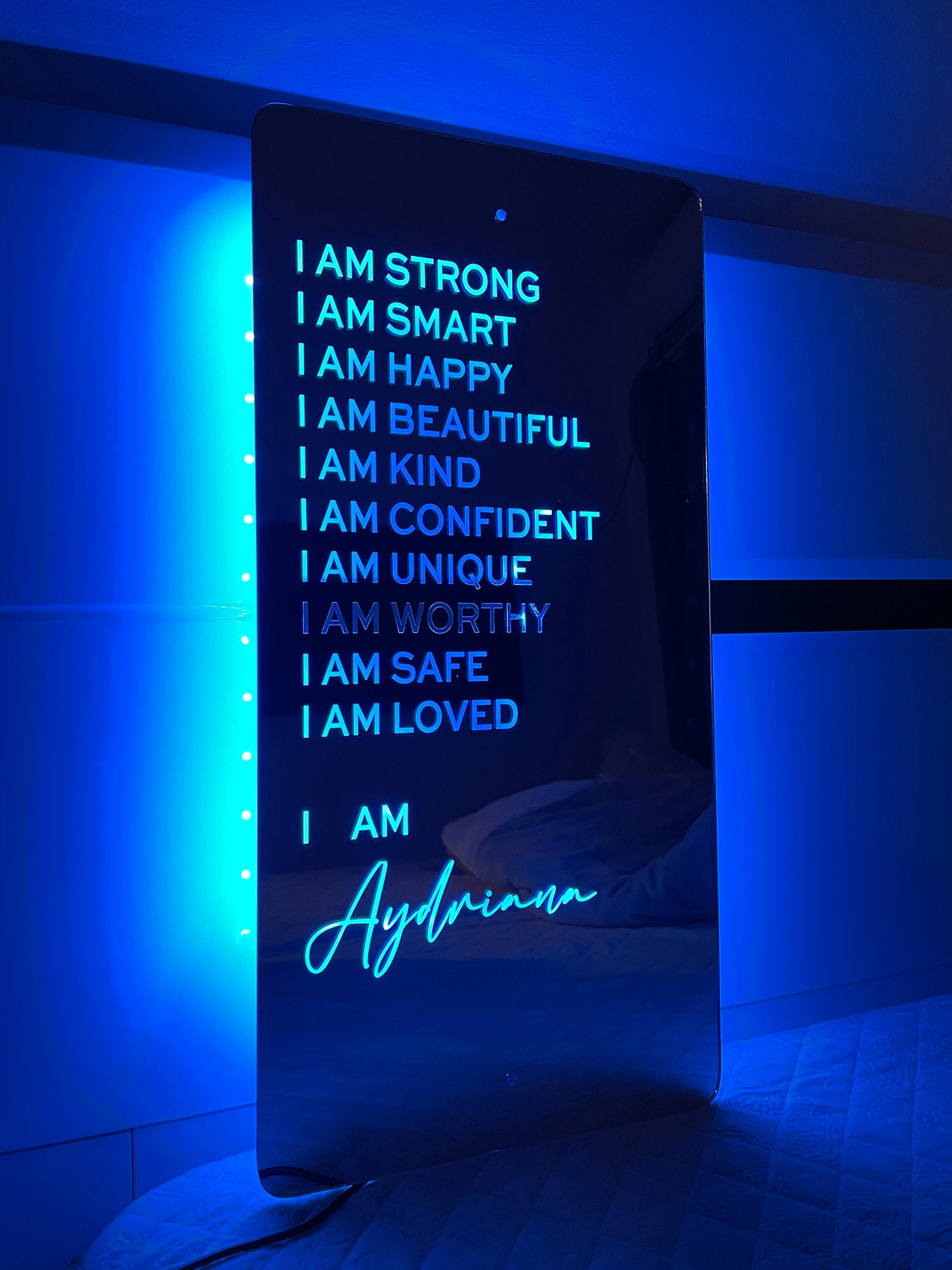 Custom I AM Affirmation Mirror, Personalized Name Mirror Neon Sign, I ...