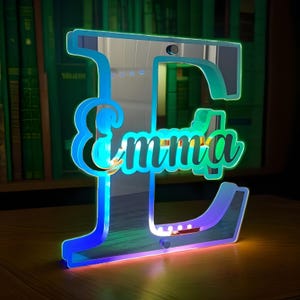 Custom Led Mirror Light up Letter, Personalized Inital Name Mirror Neon ...