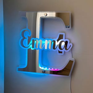 Custom Led Mirror Light up Letter, Personalized Inital Name Mirror Neon ...