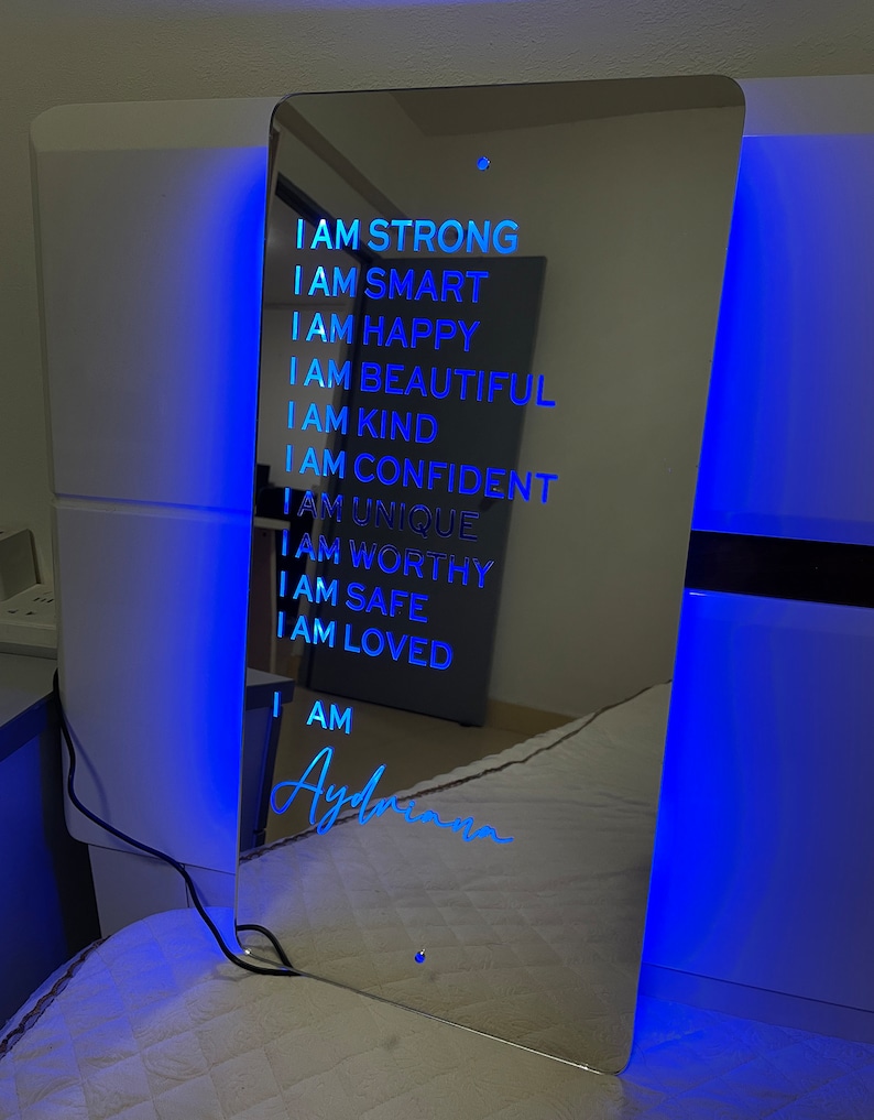 Custom I AM Affirmation Mirror, Personalized Name Mirror Neon Sign, I ...