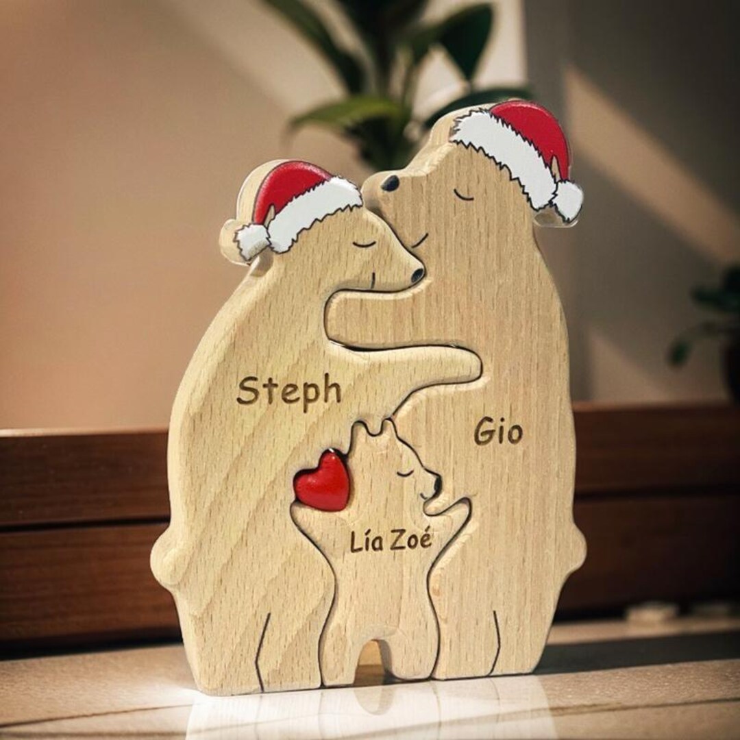 Personalized Wooden Bears Family Puzzle, Hug Bears Family Puzzle With ...