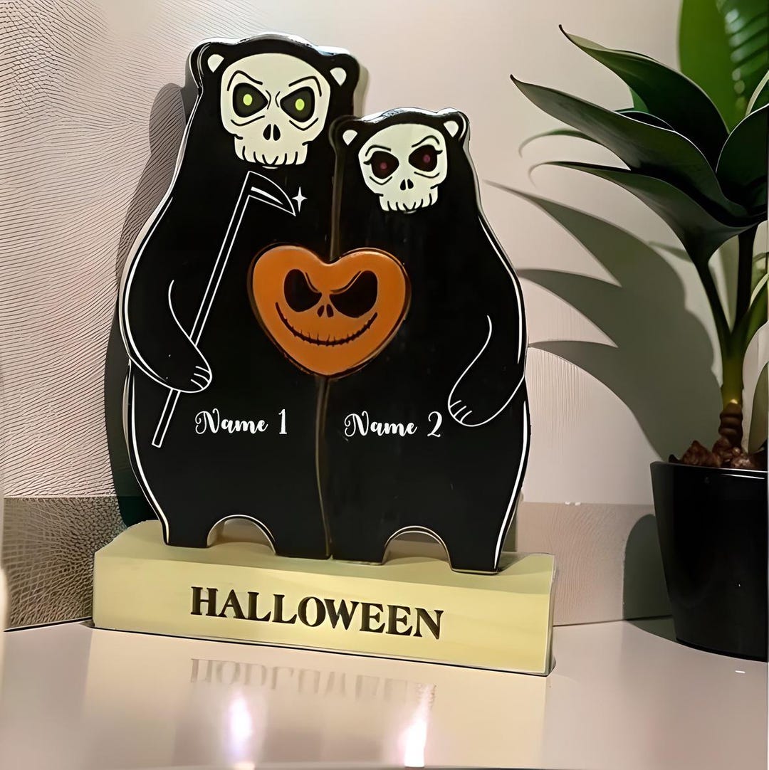 Personalized Wooden Skeleton Bear Family Puzzle, All Family Members ...