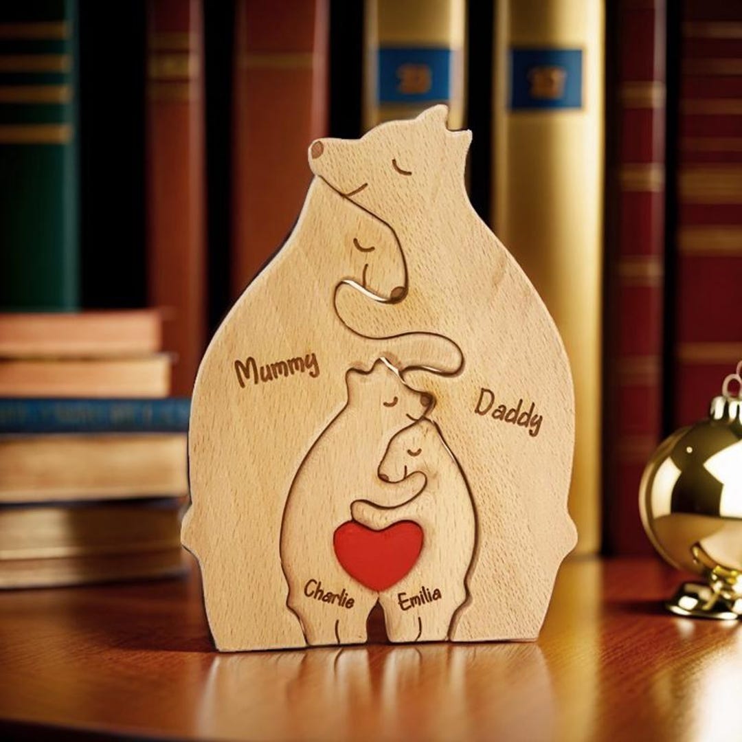 Personalized Wooden Bears Family Puzzle, Hug Bears Family Puzzle ...