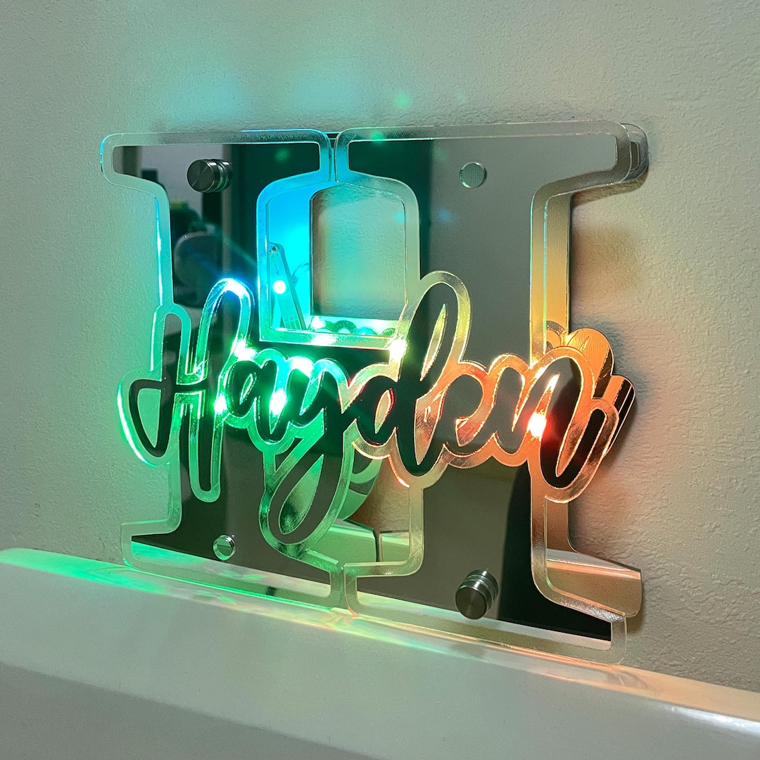 Custom Led Initial Mirror Light, Personalized Letter Name Mirror Neon ...