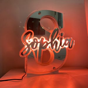 Custom Led Mirror Light up Letter, Personalized Inital Name Mirror Neon ...