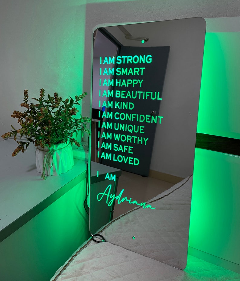 Custom I AM Affirmation Mirror, Personalized Name Mirror Neon Sign, I ...