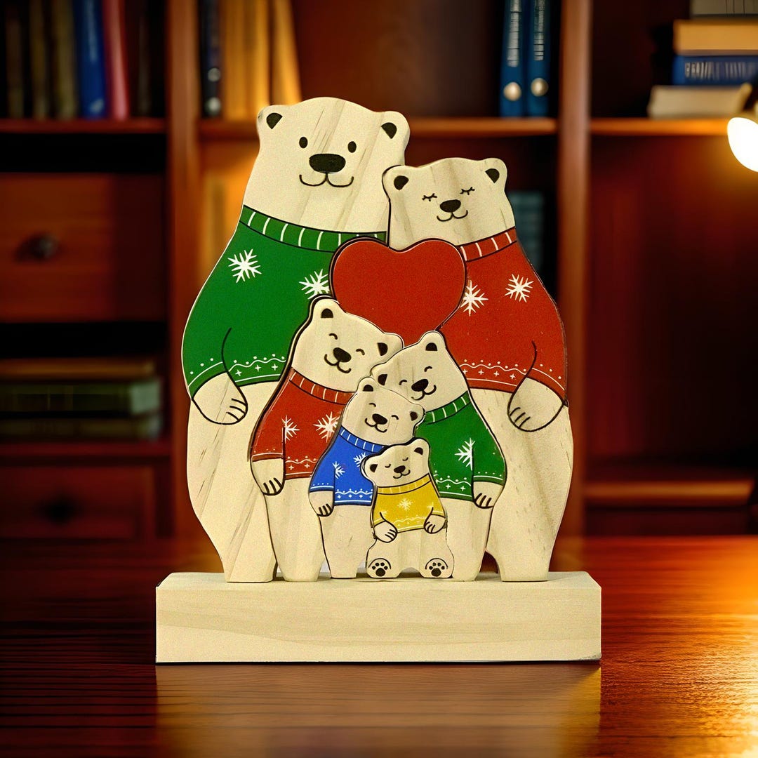 Personalized Wooden Hug Bears Family Puzzle, All Family Members ...