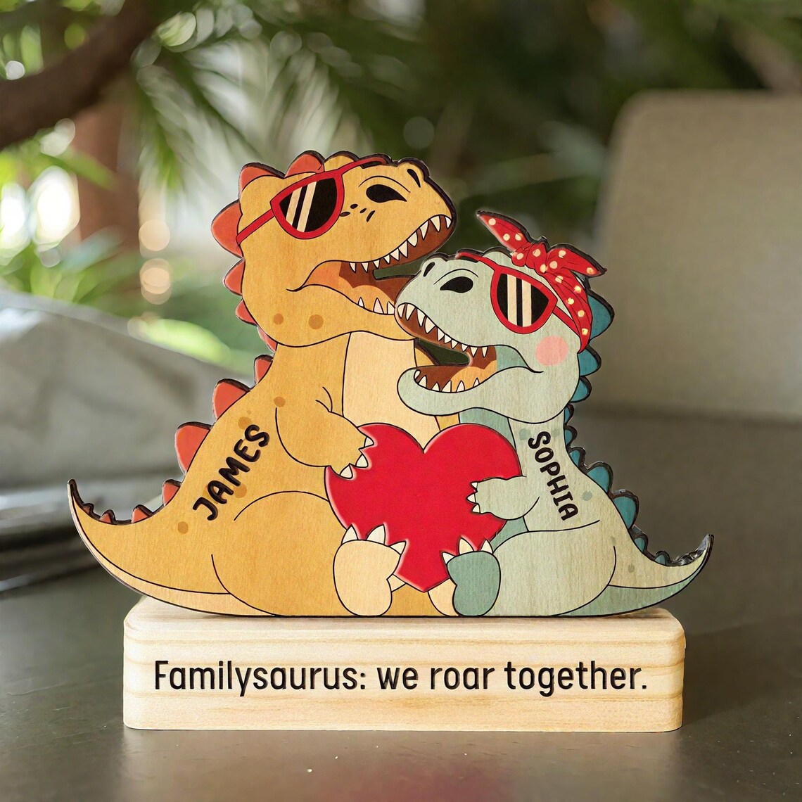 Personalized Wooden Dinosaur Family Puzzle, All Family Members Together ...