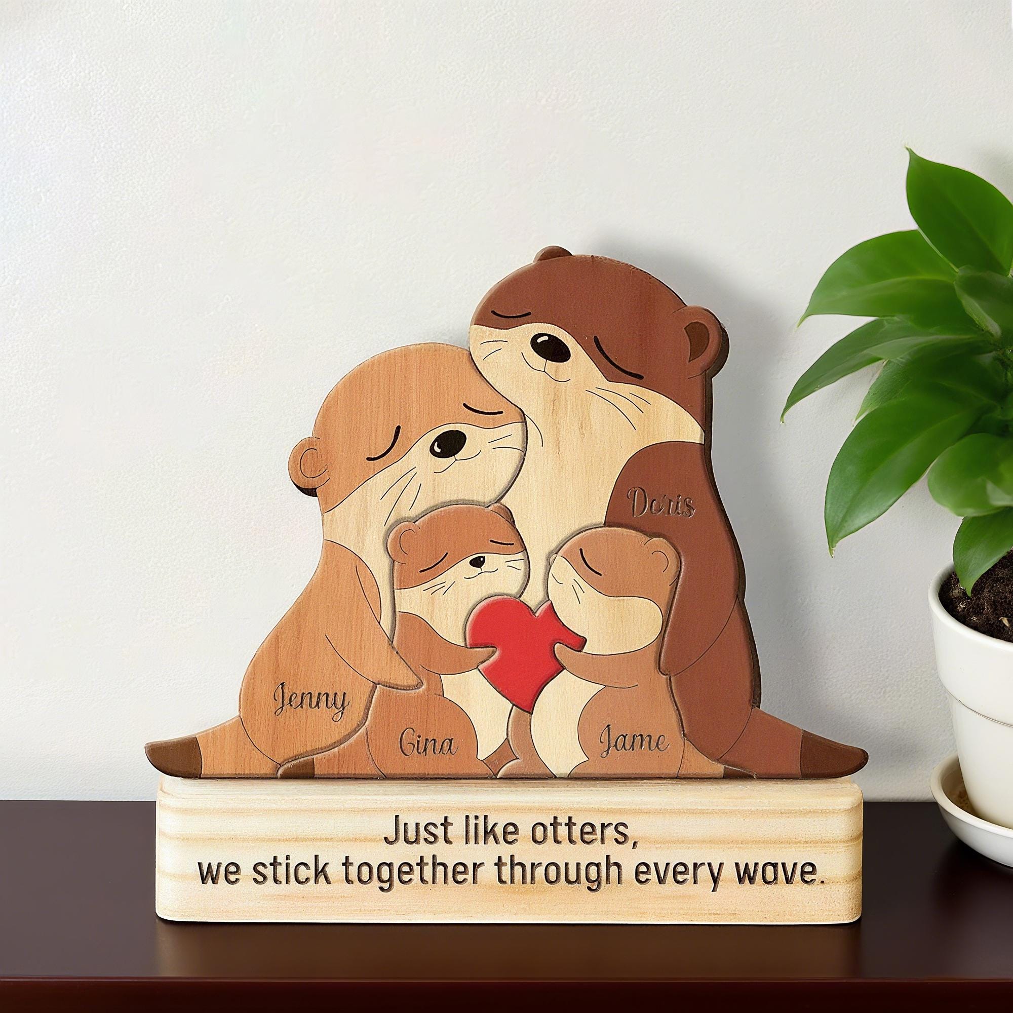 Personalized Wooden Sea Otter Family Puzzle: Custom Name Decor - Etsy